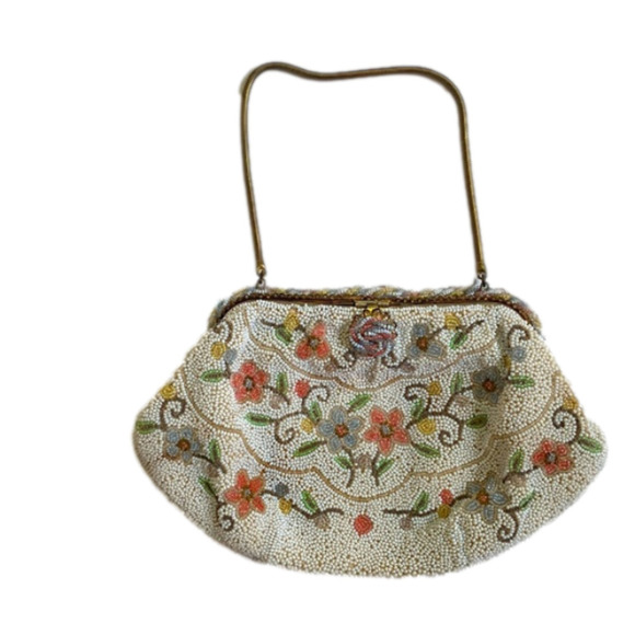 Bags | Vintage Handmade In France Beaded Embroidered Floral Clutch ...